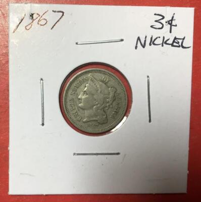 1867 US Three Cent Nickel Piece! Odd Denomination! FINE! Old US Coin ...