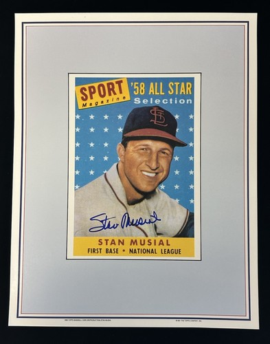 Stan Musial St. Louis Cardinals SIGNED 11x14 1991 Topps Color Poster w ...