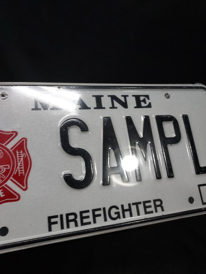 Vintage RARE Maine Firefighter License Plate - Fire Dept. Issued Sample ...
