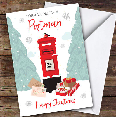 Postman Post-box Custom Greeting Personalised Christmas Card | eBay