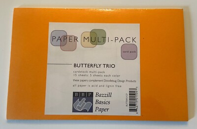 Bazzill Basics Paper Multi- Pack BUTTERFLY TRIO Cardstock 8 1/2” X 5 1/ ...