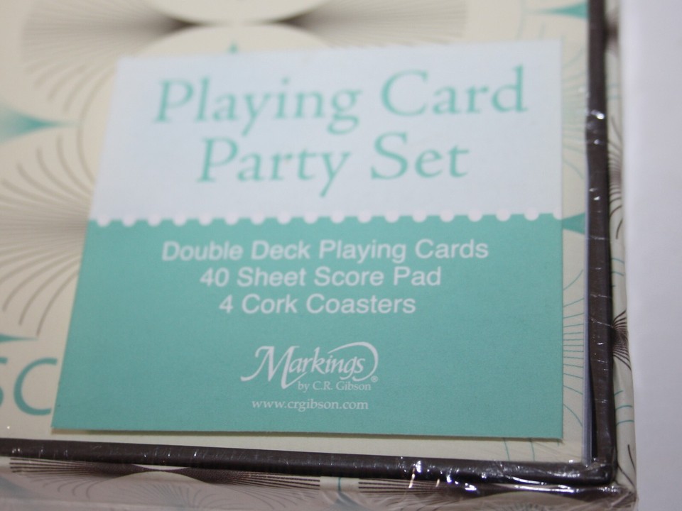 C R Gibson Playing Card Party Set NEW Cards Coasters Score Pad | eBay