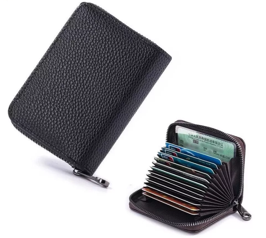 Mens Womens Wallet Credit Card Holder Leather RFID Blocking Zipper ...