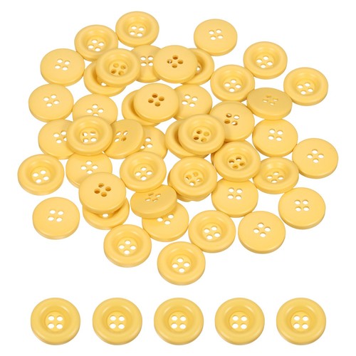 50pcs Sewing Button 15mm 4 Holes Resin Round Crafting Buttons, Yellow ...