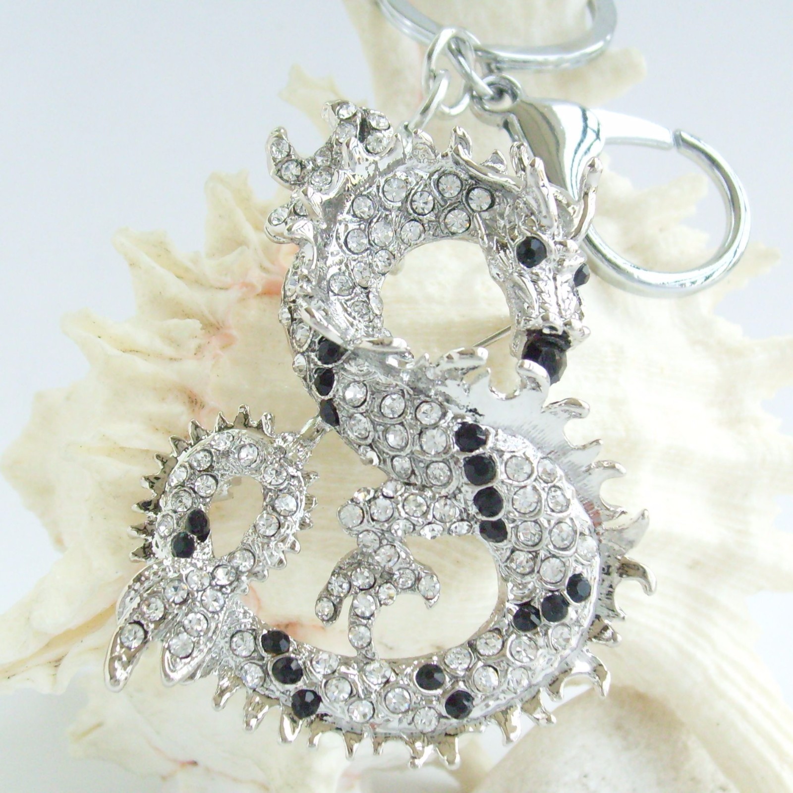 2.36" Unique Chinese Dragon Keychain Pendant Rhinestone Crystal KP02980 ...