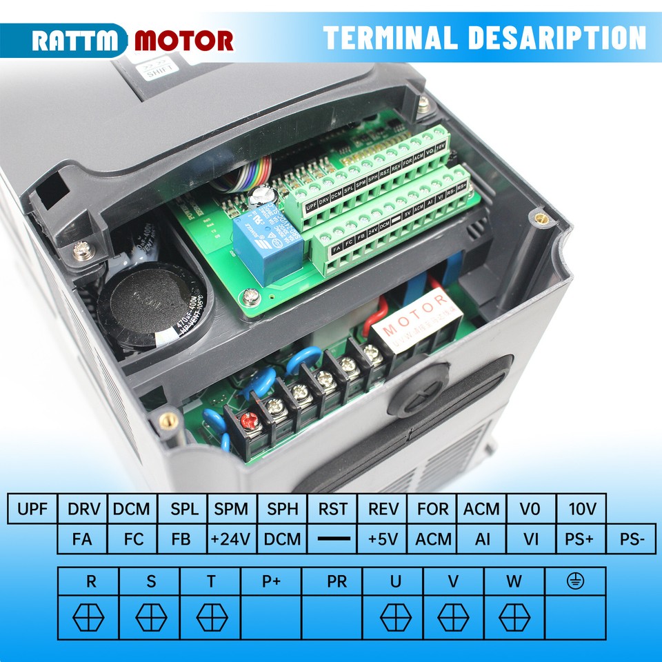 『US』 HY 5HP 4KW 220V VFD Variable Frequency Drive Inverter VSD single ...