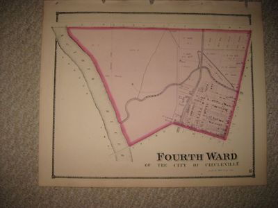 ANTIQUE 1871 CIRCLEVILLE 4TH WARD PICKAWAY COUNTY OHIO HANDCOLORED MAP ...