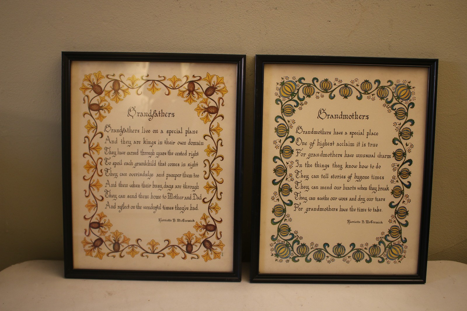 Pair of Vintage Poem Plaques Grandmothers & Grandfathers By Harriet B ...