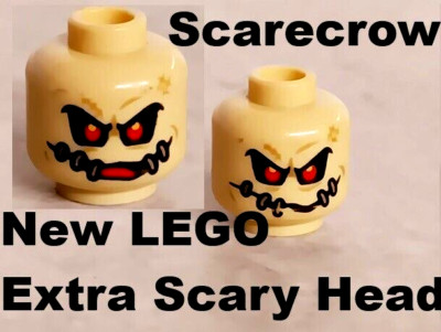 New LEGO Scary Head VILLAIN Scarecrow Stitched Mouth 2 sided Head ...