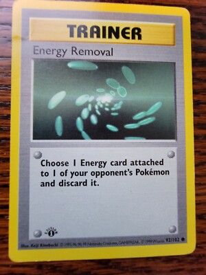 PL - Pokemon Energy Removal 92/102 Base Set 1st Edition Shadowless ...