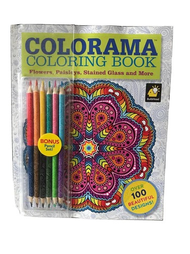 2015 Colorama Coloring Book Flowers Paisleys Stained Glass & More | eBay