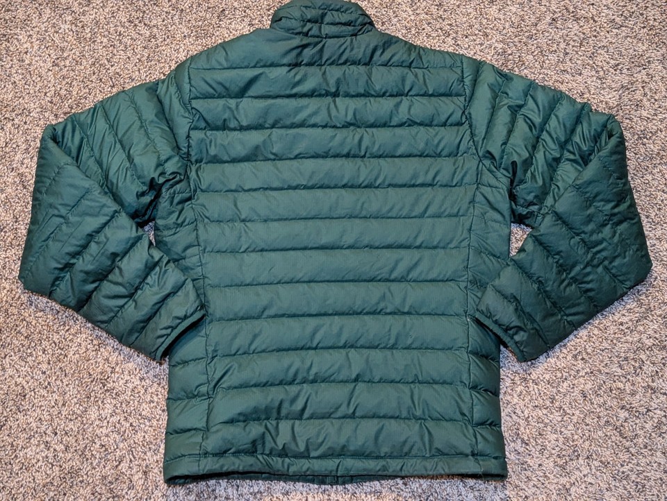 Patagonia Down Sweater Puffer Jacket Mens S Green Patched Sleeve Damage ...
