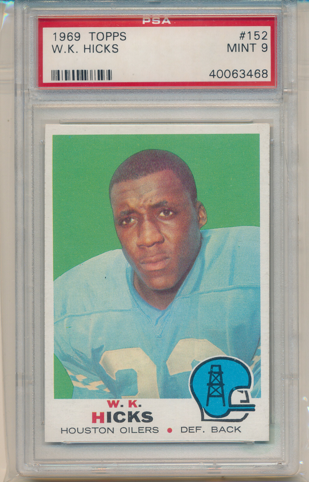 1969 Topps Football W.K. Hicks (#152) PSA9 PSA | eBay