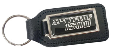 Triumph Spitfire 1500 Black Logo Rectangle Black Leather Keyring | eBay