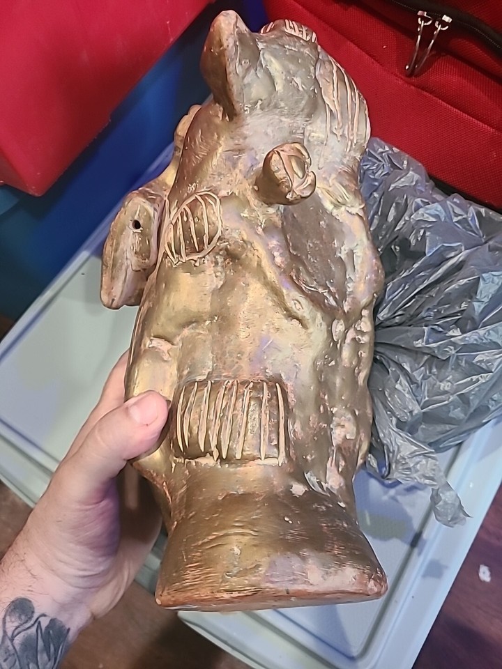 King Pacal Aztec Art Mayan Head Sculpture Ceramic Pottery 1970s Mexico ...