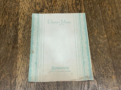 Schrafft's Vintage Dinner Menu Saturday May 2 1959 Broad St Newark MA ...