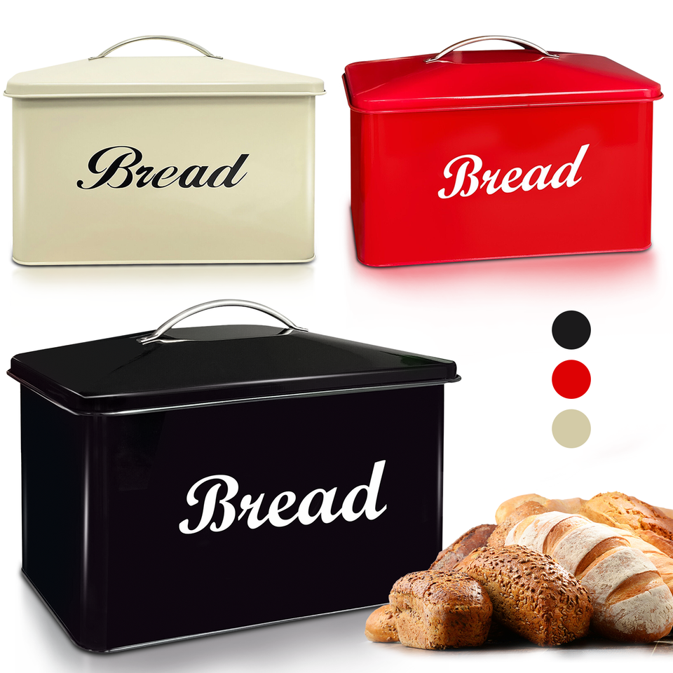 Vintage Style Bread Bin Large Stainless Steel Food Storage Retro Home ...