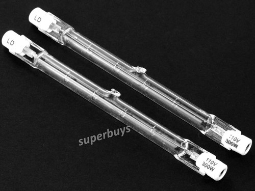 2x 300W 120V R7 R7s Linear Tungsten Halogen Lamp Light Tube Globe 118mm ...