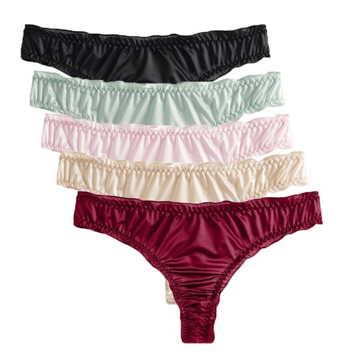 5 Packs Lot Sexy Women Satin Panties Lingeries G string Thongs Bikinis ...