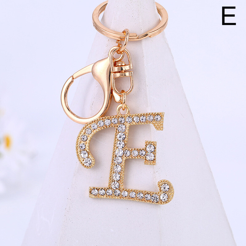 Rhinestone Initial Letter Key Ring Holder Alphabet Women Bag Pendant ...