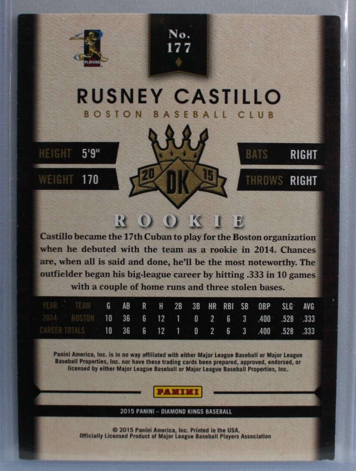 2015 Panini Diamond Kings #177B Rusney Castillo Autograph NM Authentic ...