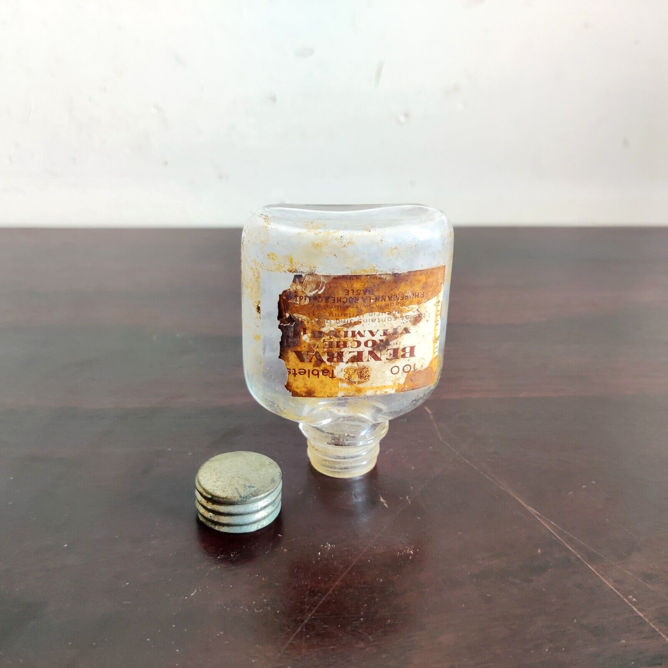 Vintage Benerva Roche Vitamin B1 Tablets Glass Bottle Switzerland Old ...