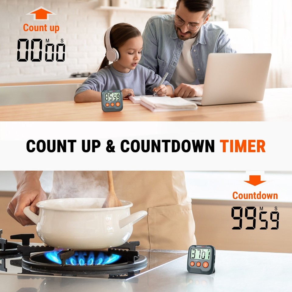 ThermoPro TM03W Digital Timer for Kids & Teachers, Kitchen Timers for ...