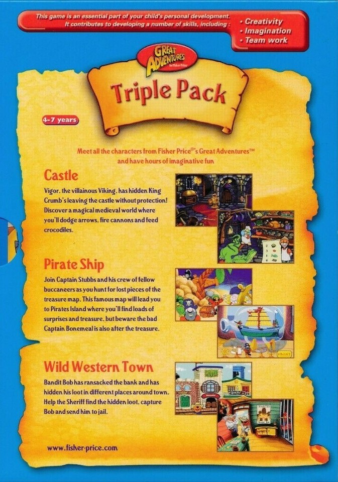 Fisher Price Great Adventure Triple Pack Castle Pirate Wild Western ...