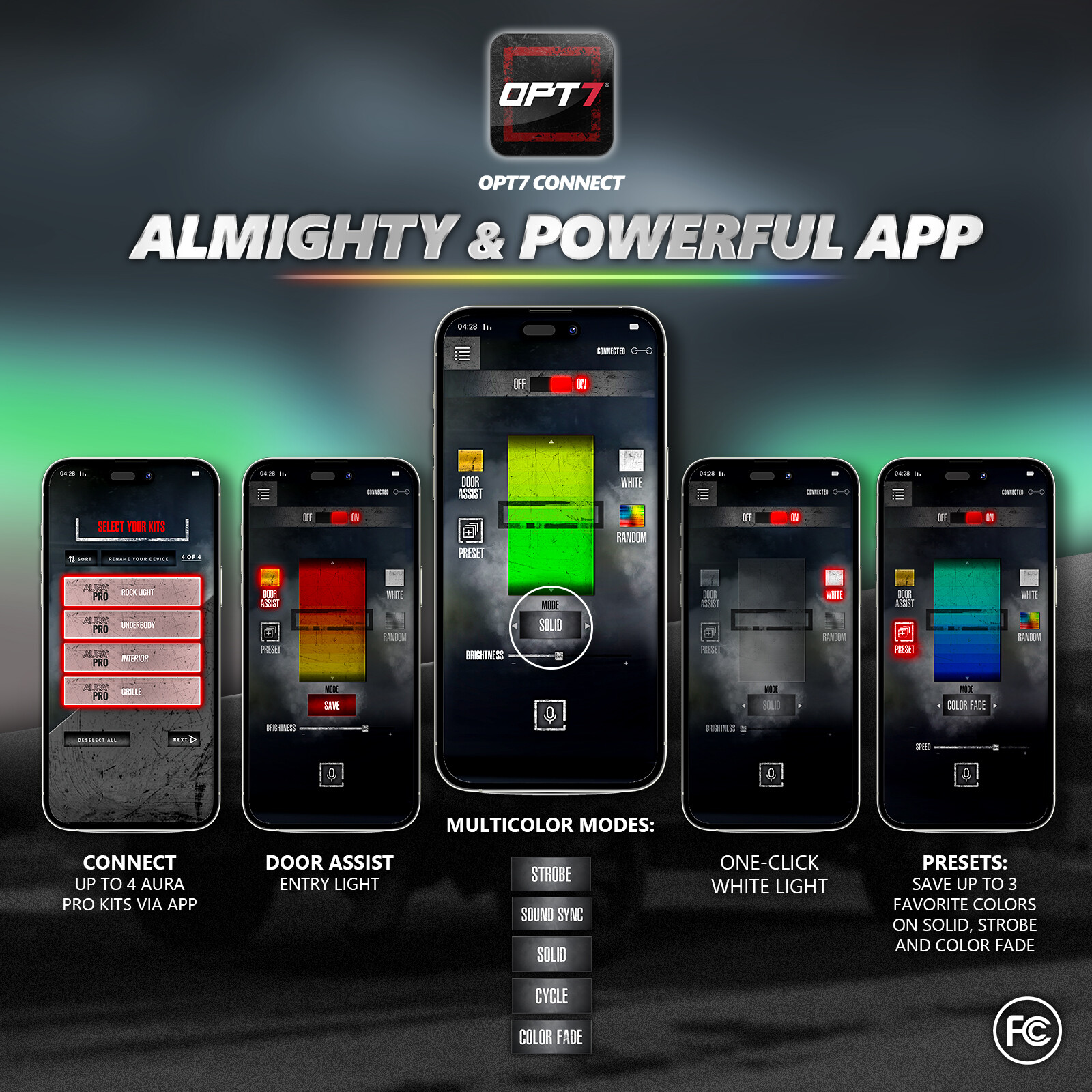 OPT7 Aura PRO Bluetooth 4pc LED Lighting Kit for Boat | 24" Multi-Color ...