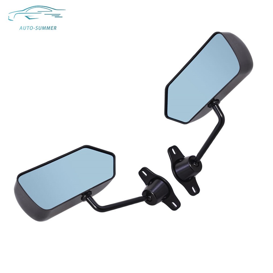 Glossy Black Front Side View Mirrors Bracket Racer Retro F1 Style Pair ...