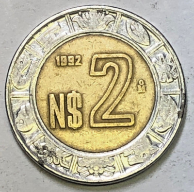 MEXICO MEXICAN KM551 1992 BI-METALOLD VINTAGE 2 NUEVO PESO COIN | eBay