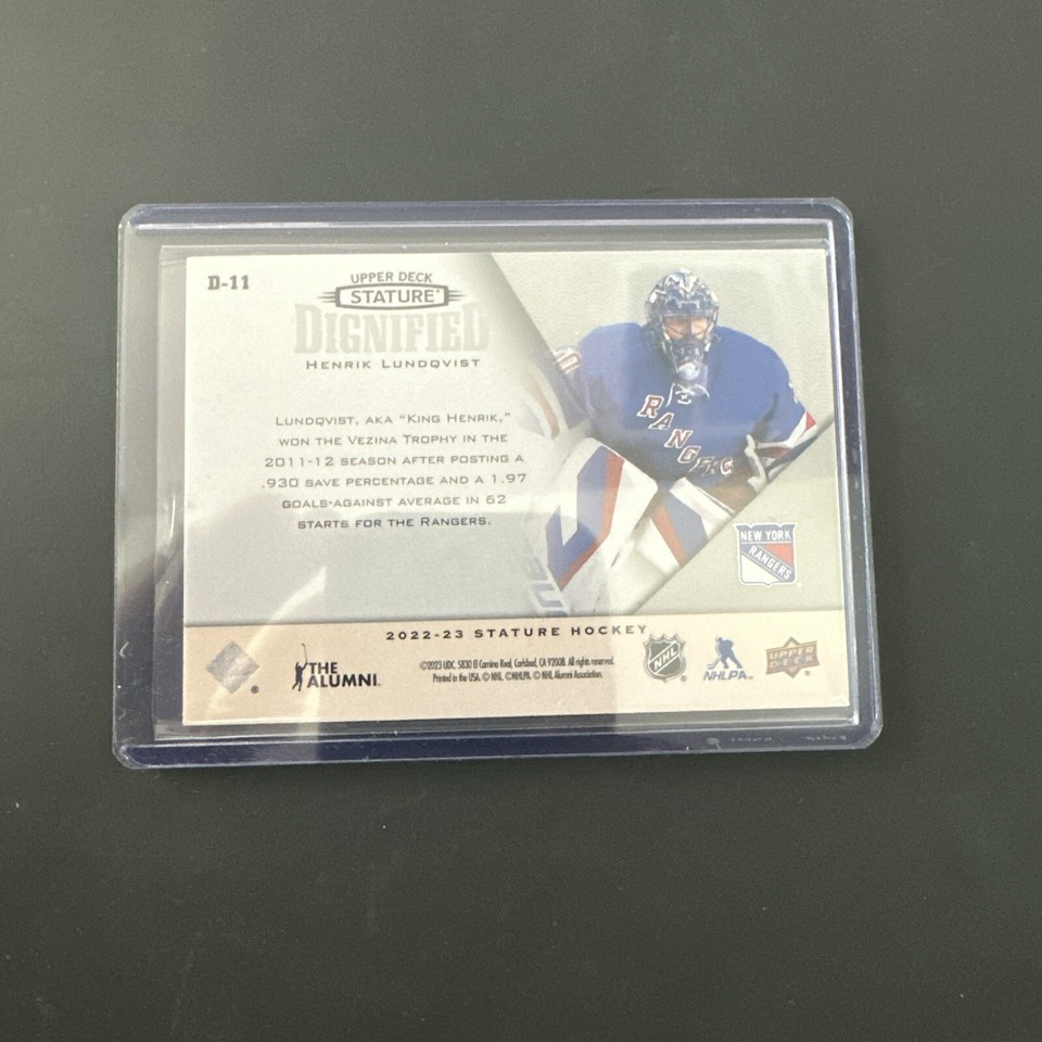 2022-23 Upper Deck Stature Dignified Henrik Lundqvist New York Rangers ...