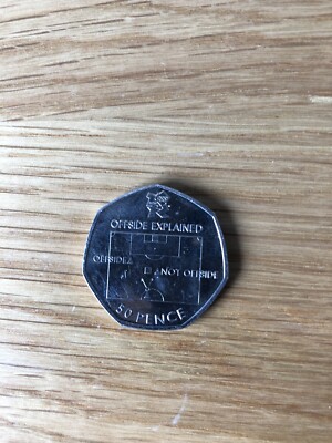 2011 FOOTBALL Offside Rule London Olympic 50p Fifty pence Coin ...