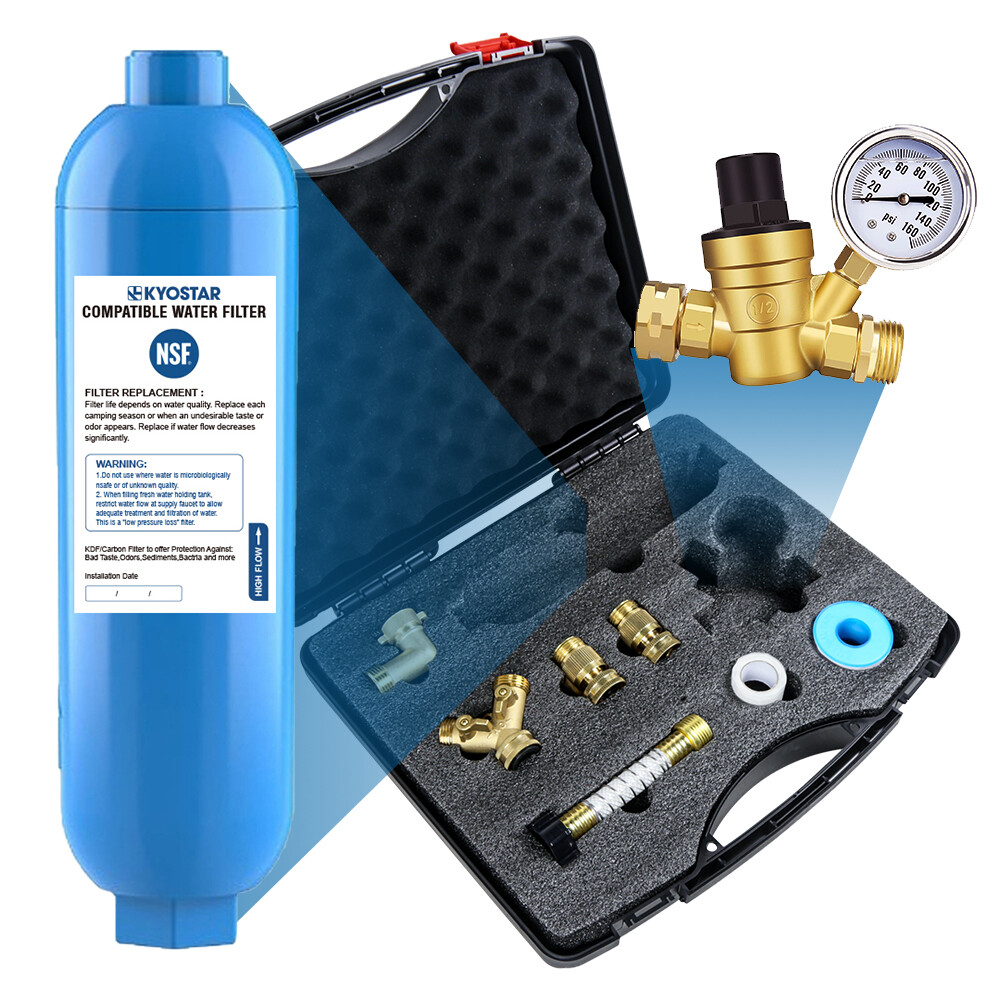 Blue Poly Water Pressure Regulator With Fitting