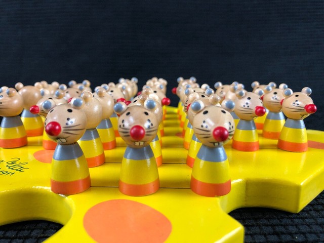 My Tiny Mouse Solitaire Wooden Mice on Cheese Shaped Board Game Vilac ...