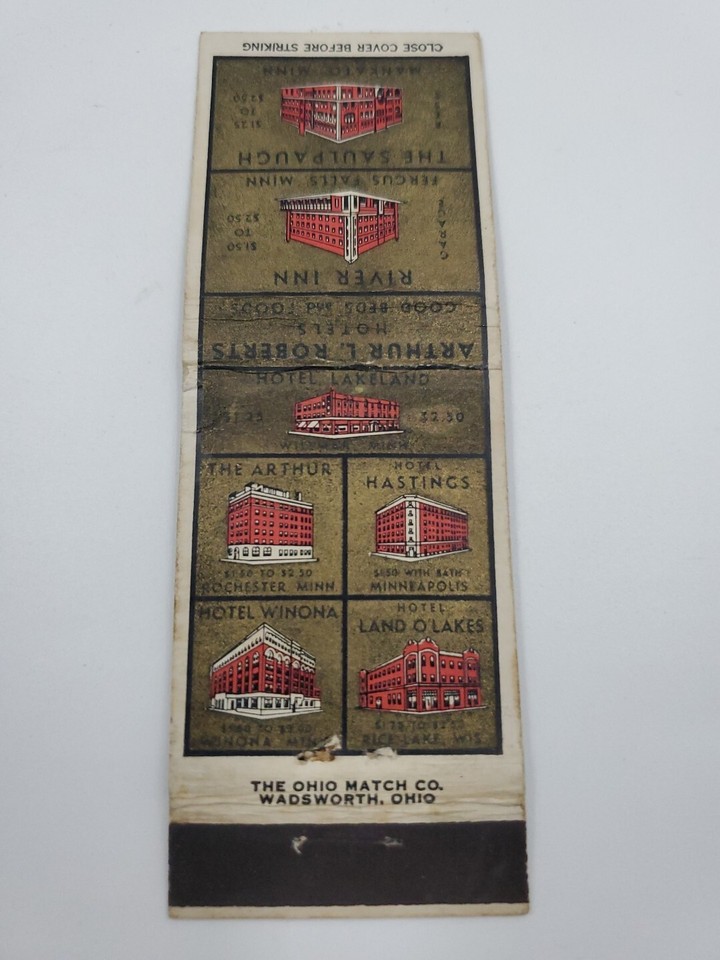 Aurther L Roberts Minnesota Hotels Matchbook Cover | eBay