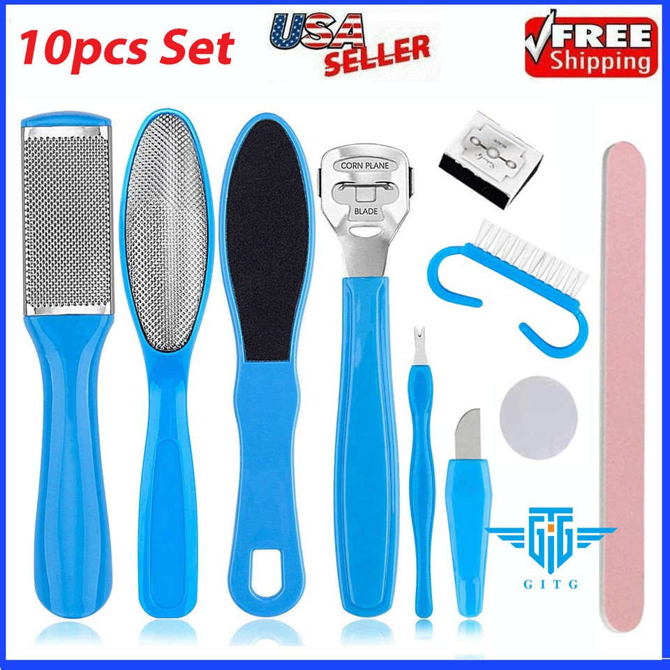 10pcs CALLOUS Remover Pedicure Tool Set Kit Foot File Scraper Brush ...