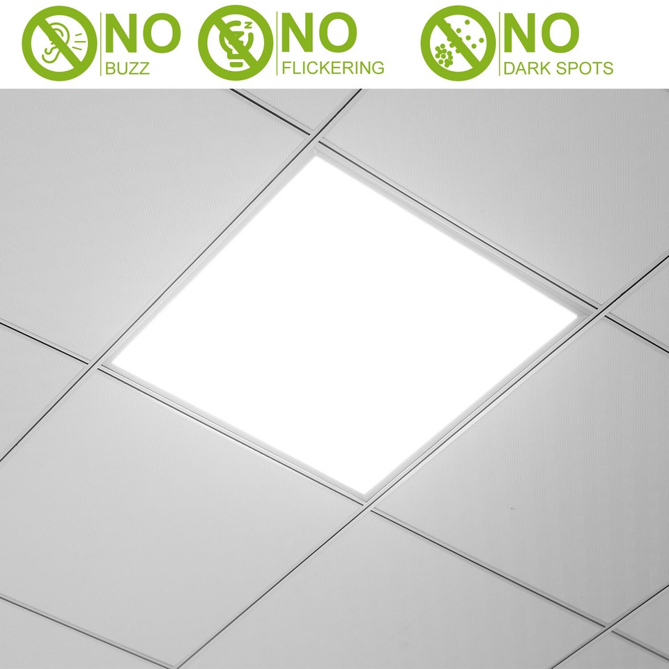2x2FT 48W LED White Panel Light 7500K Ultra-Bright Recessed Office ...