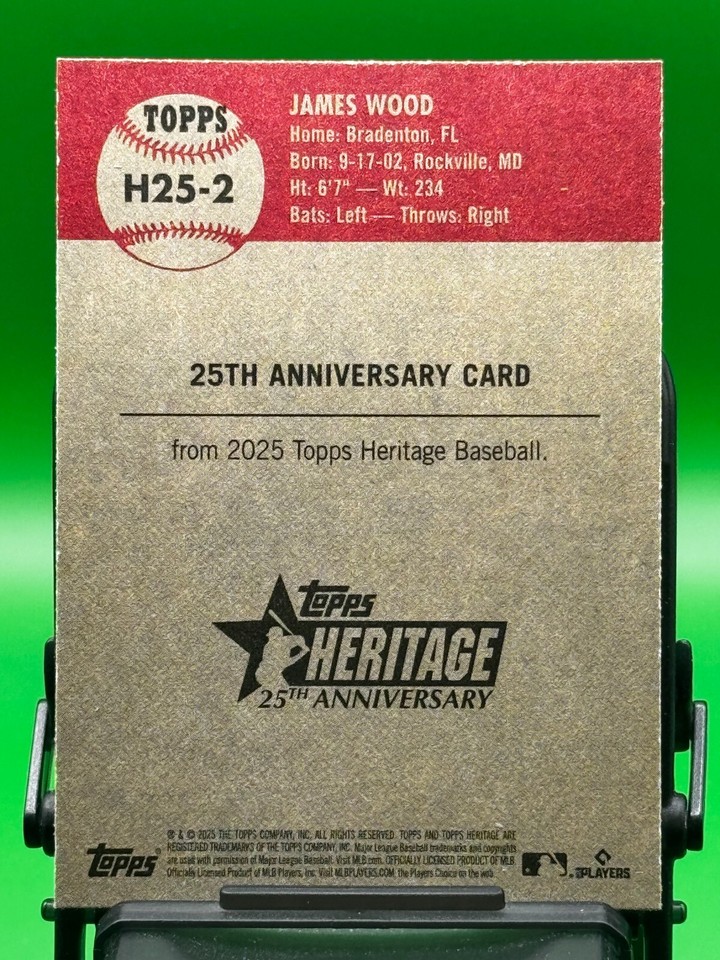 2025 Topps Heritage 25th Anniversary #H25-2 James Wood Rookie RC | eBay