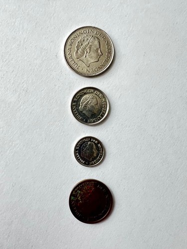 Set of 4 old Dutch guilder coins (1 guilder/25/10/5 cents) vintage | eBay