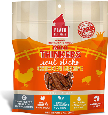 PLATO Mini Thinkers Sticks - Natural Dog Treats - Chicken Flavor, 3 ...
