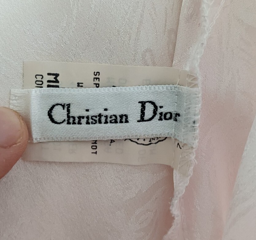 Vintage Christian Dior Pink Satin Floral Lace Half Sl… - Gem