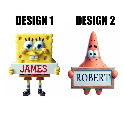 Personalised Spongebob - Patrick Character Bedroom Name Sticker Gift ...