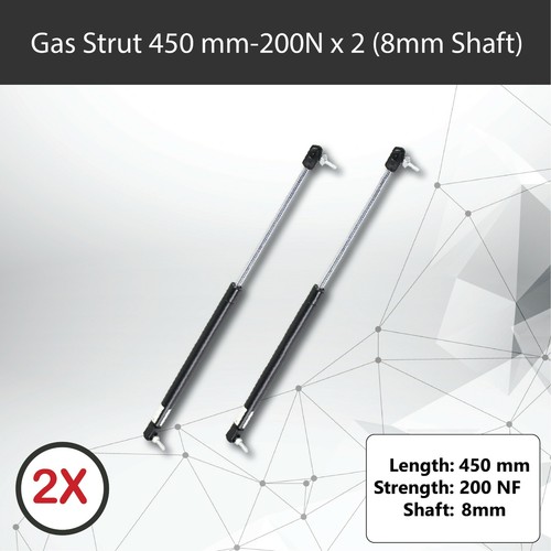 Gas Strut 450mm-200N x2 (8mm Shaft) Caravans, Trailers, Canopy ...