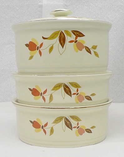 HALL POTTERY AUTUMN LEAF PATTERN 3 PIECE BOWL SET WITH LID | eBay