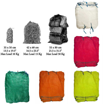 Net Sacks Non-Stretch with Drawstring Mesh Raschel Bags for Logs Onion ...