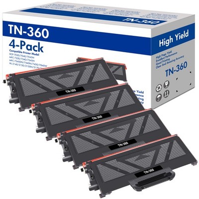 4PK Hi-Yield TN360 Toner Compatible With Brother TN330 HL-2140 MFC-7340 ...