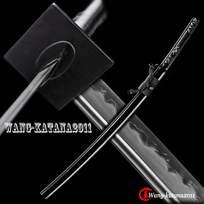 HONSANMAI Katana Clay Tempered Folded All Black 40'' Japanese Sword ...