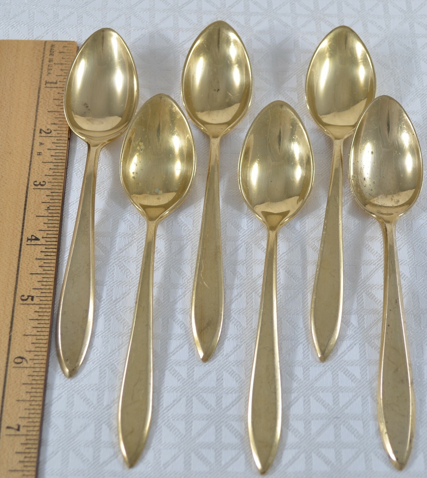 Lot 6 Dirilyte Dirigold REGAL GOLD 6" Oval TEASPOONS Flatware CLOVER ...