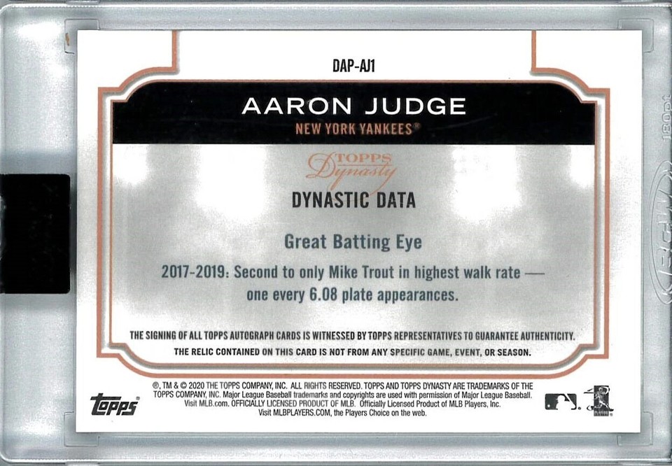 2020 Topps Dynasty Aaron Judge Patch Auto #7/10 SEALED 🔥🔥 | eBay